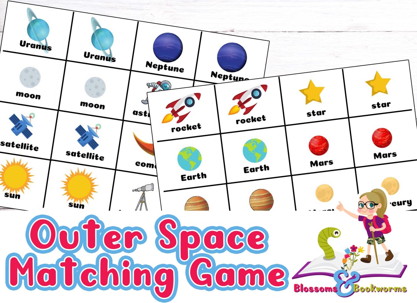Outer Space Matching Game – Blossoms and Bookworms