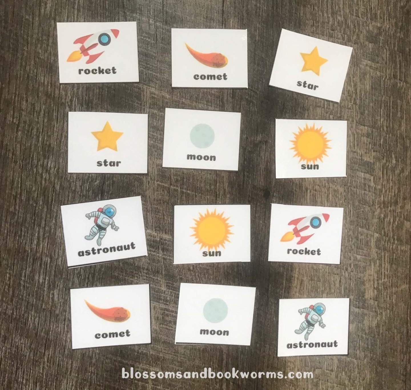 Outer Space Matching Game – Blossoms and Bookworms